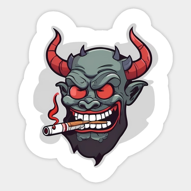 devil smoking a blunt cartoon design - Devil Smoking - Sticker | TeePublic