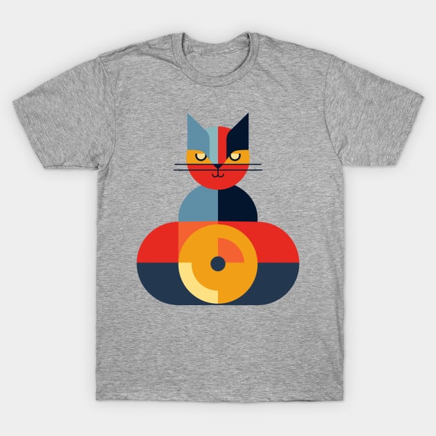 Mid Century Geo Cat - Cat - T-Shirt | TeePublic