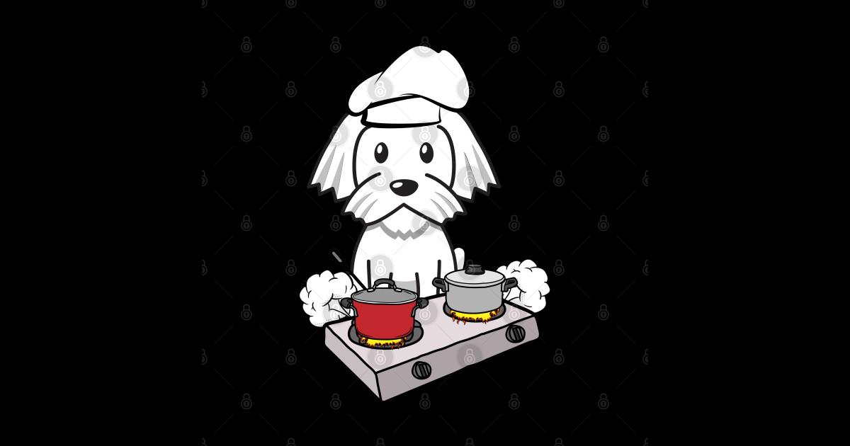 Cute white dog is cooking - Schnauzer - Sticker | TeePublic