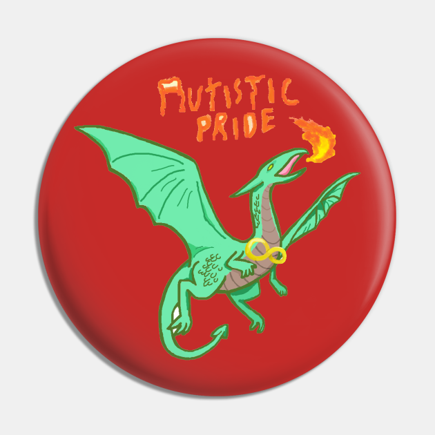 New Autistic Pride Dragon - Actuallyautistic - Pin | TeePublic
