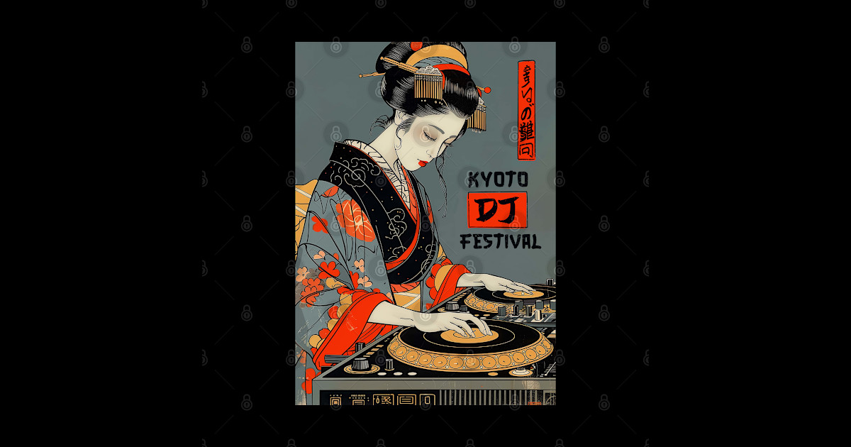 Kyoto DJ Festival - Geisha Japan - Sticker | TeePublic