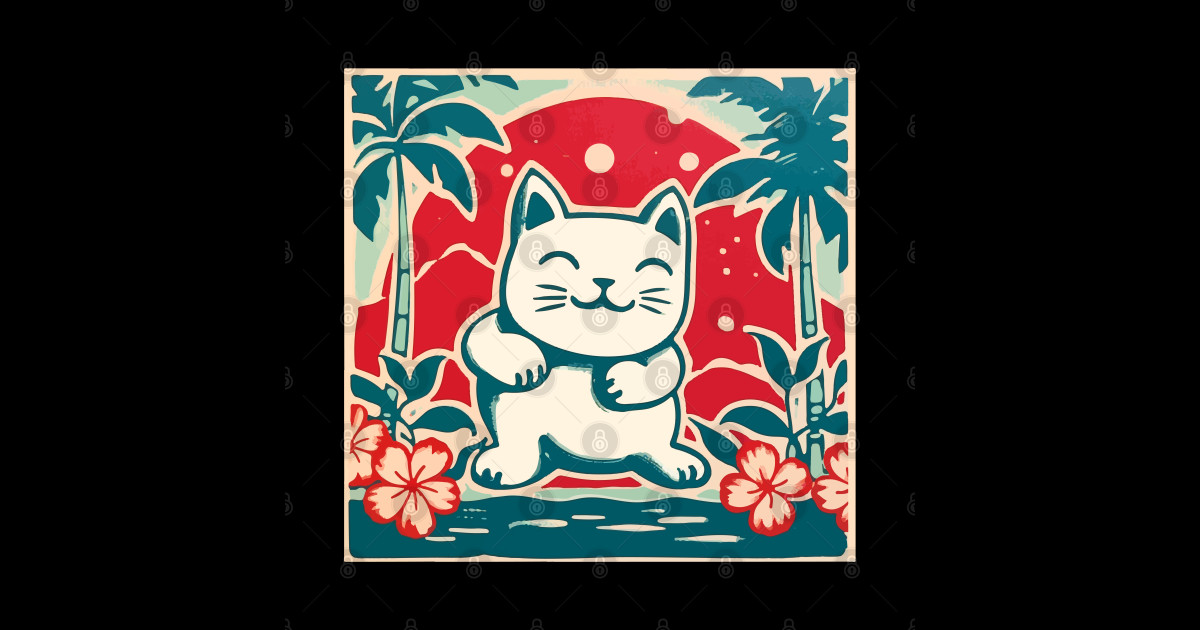 Aloha Cat Ink Block - Hawaiian Cats - Sticker | TeePublic