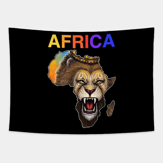 Africa,African pride - Africalion King Lion Art - Tapestry | TeePublic