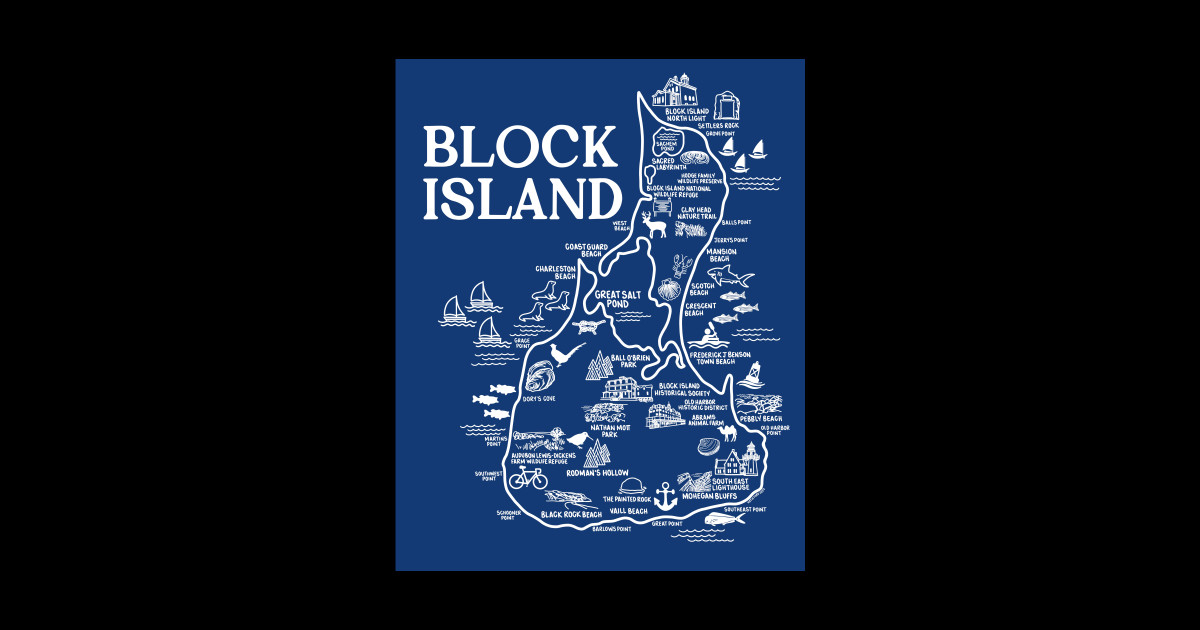 Block Island Map Art - Block Island - Posters and Art Prints | TeePublic