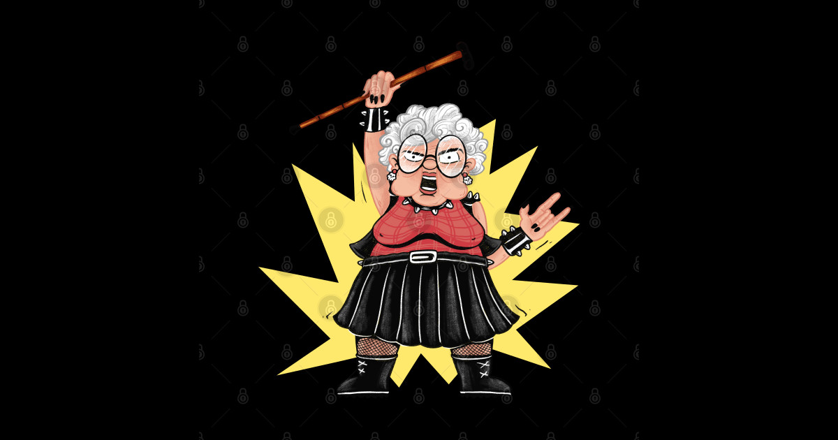 Rockin' Grandma: The Punk Rocker Next Doo - Funny Punk Rock - Sticker ...