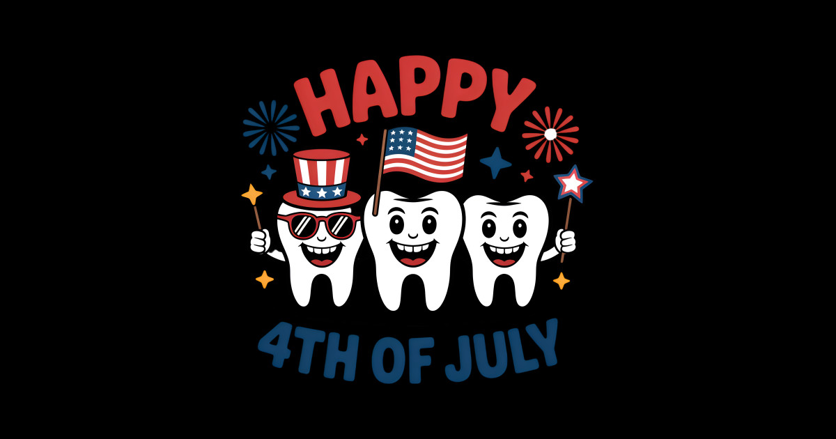 Happy 4th of july Dental Tooth American Flag Dentist - Dental - Sticker ...