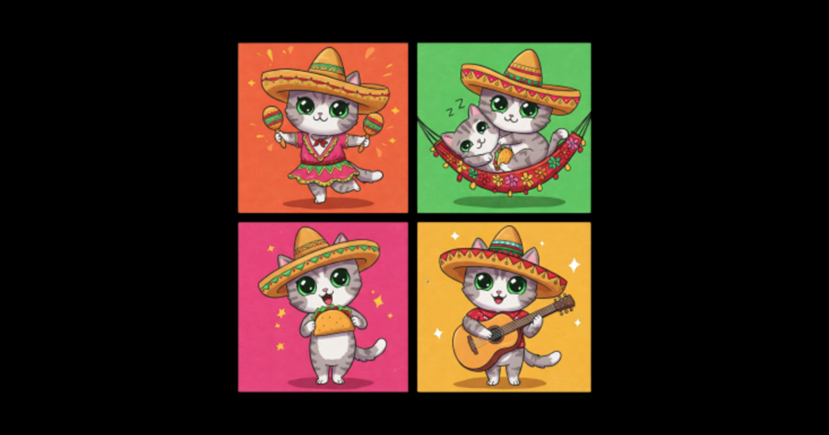 Mexican Cat Cinco De Mayo Fiesta Cute Cats Party - Mexican Fiesta ...