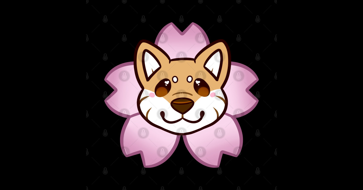 Sakura Shiba Inu - Orange - Shiba Inu - Sticker | TeePublic