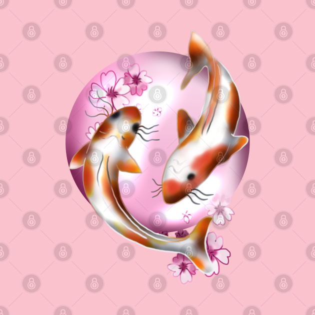 koi carp with pink sakura - Carp - T-Shirt | TeePublic