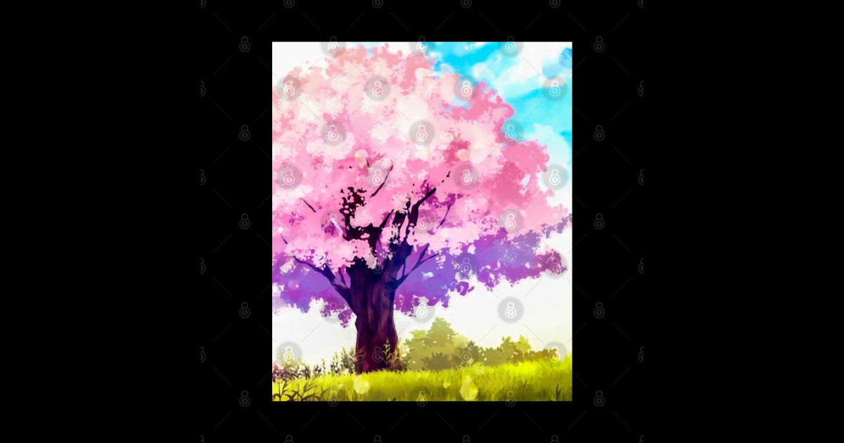 Beautiful Pink Sakura Tree - Cherry Blossom - Sticker | TeePublic