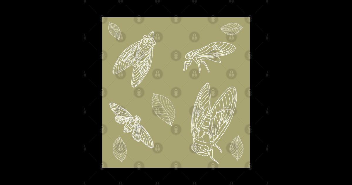 White and Sage Cicada Leaves Pattern - Cicada - Sticker | TeePublic