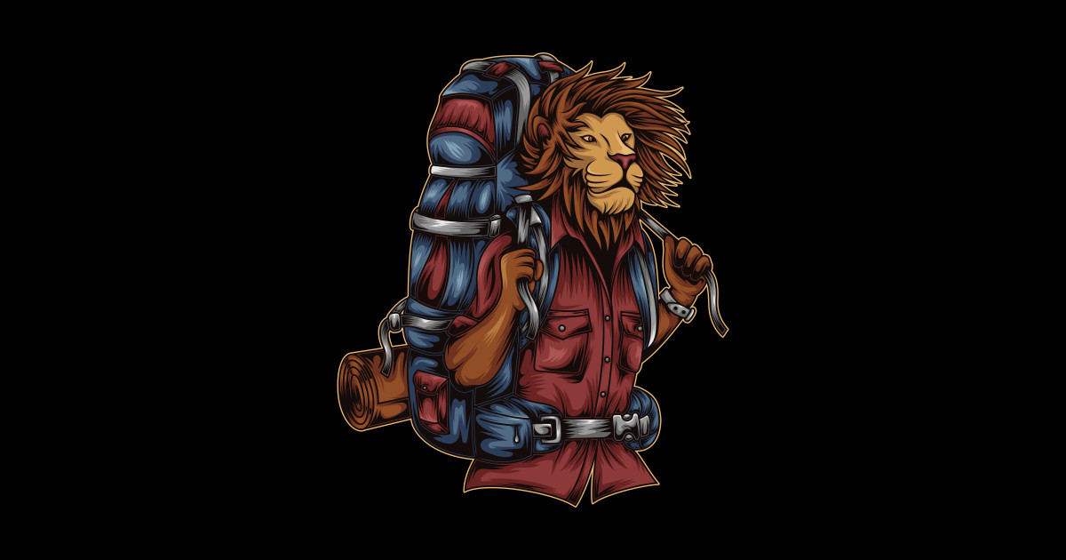 Cool lion conqueror of nature - Backpacker Lion - Magnet | TeePublic