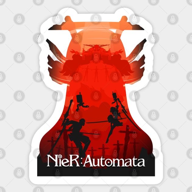 2B VS OPERA SINGER SILHOUETTE STYLE - Nier Automata - Sticker | TeePublic