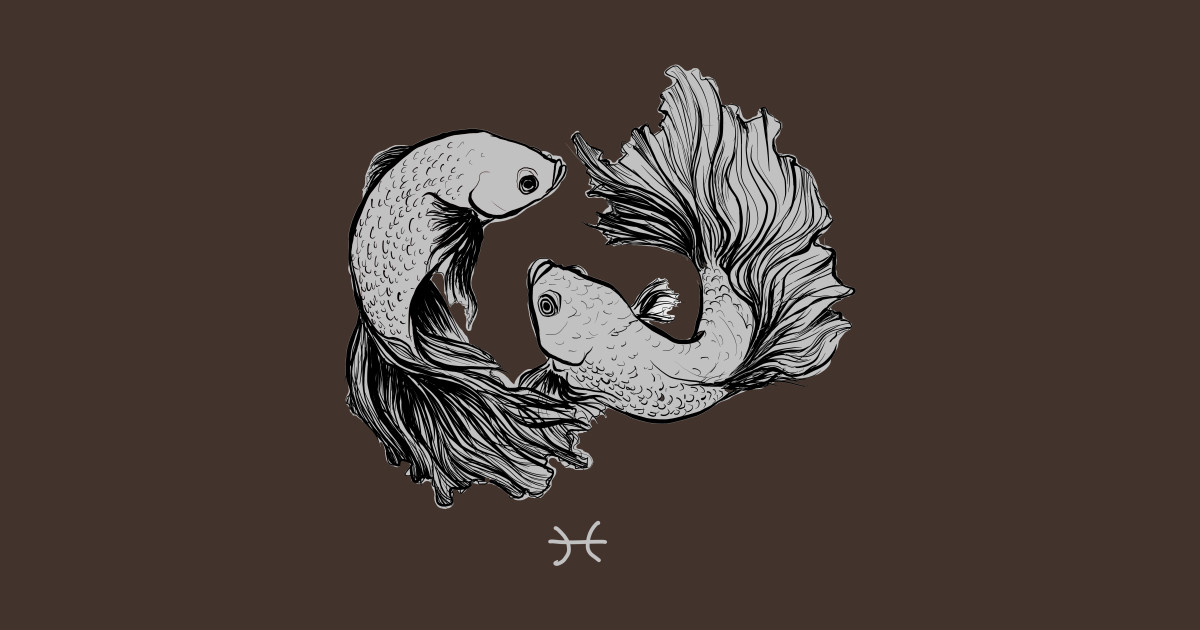Pisces Two Fish Symbol - Pisces Zodiac Sign - T-Shirt | TeePublic