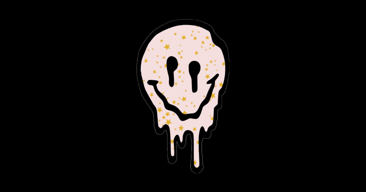 Pink Stars Drippy Smiley Face - Tumblr - Sticker | TeePublic