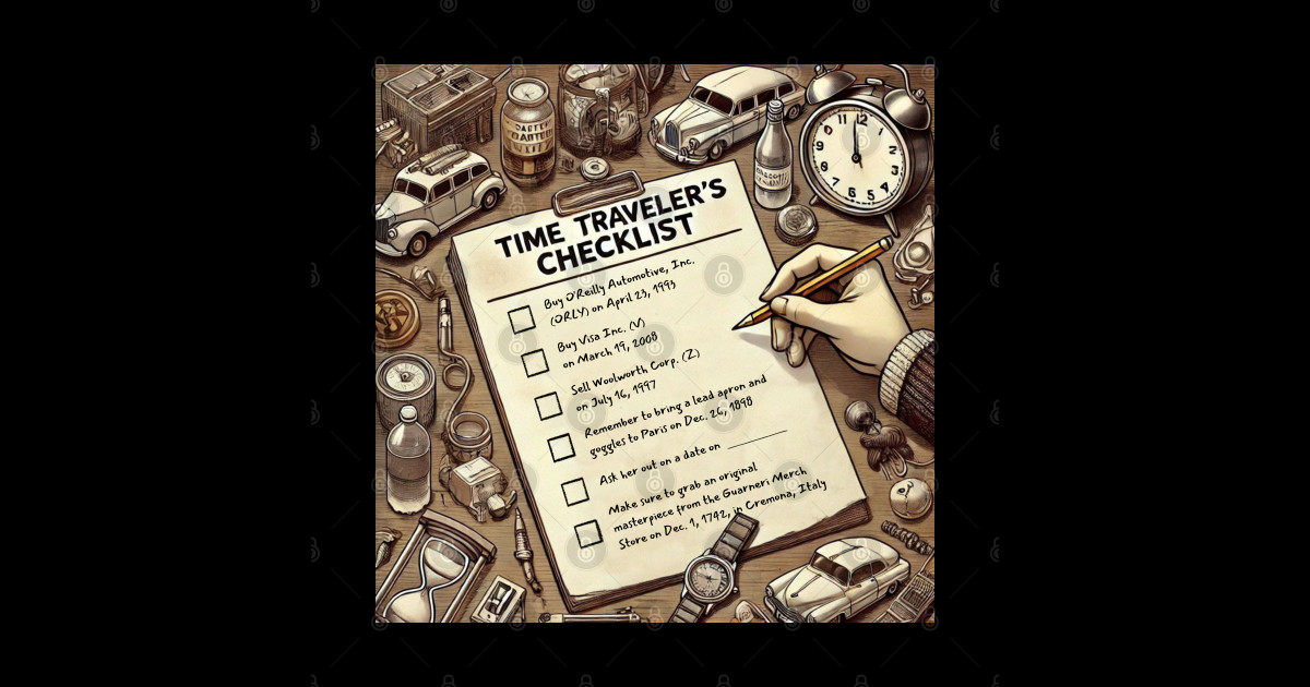Time Travel Checklist - Time Travel - Sticker | TeePublic