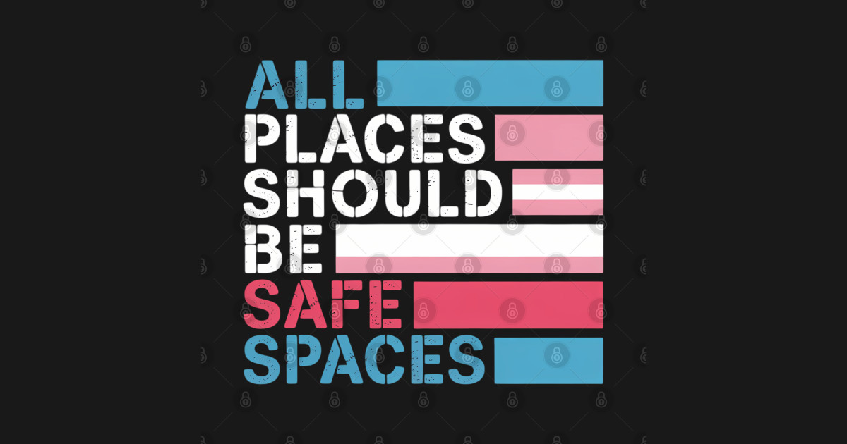 Transgender All Spaces Safe Trans Pride Flag LGBT Women Men ...