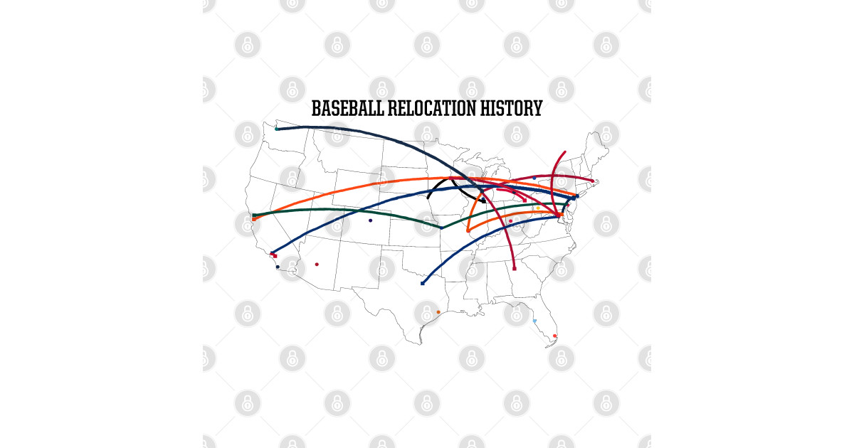 MLB Relocation Map - Mlb - T-Shirt | TeePublic
