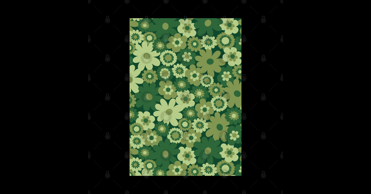 Green 60s retro flower power, retro green, pink, mustard yellow, 60s ...
