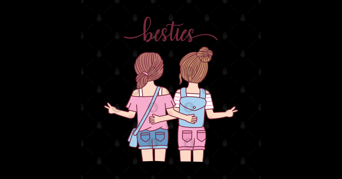 Cute Girls Besties Best Friends - Besties - Sticker | TeePublic