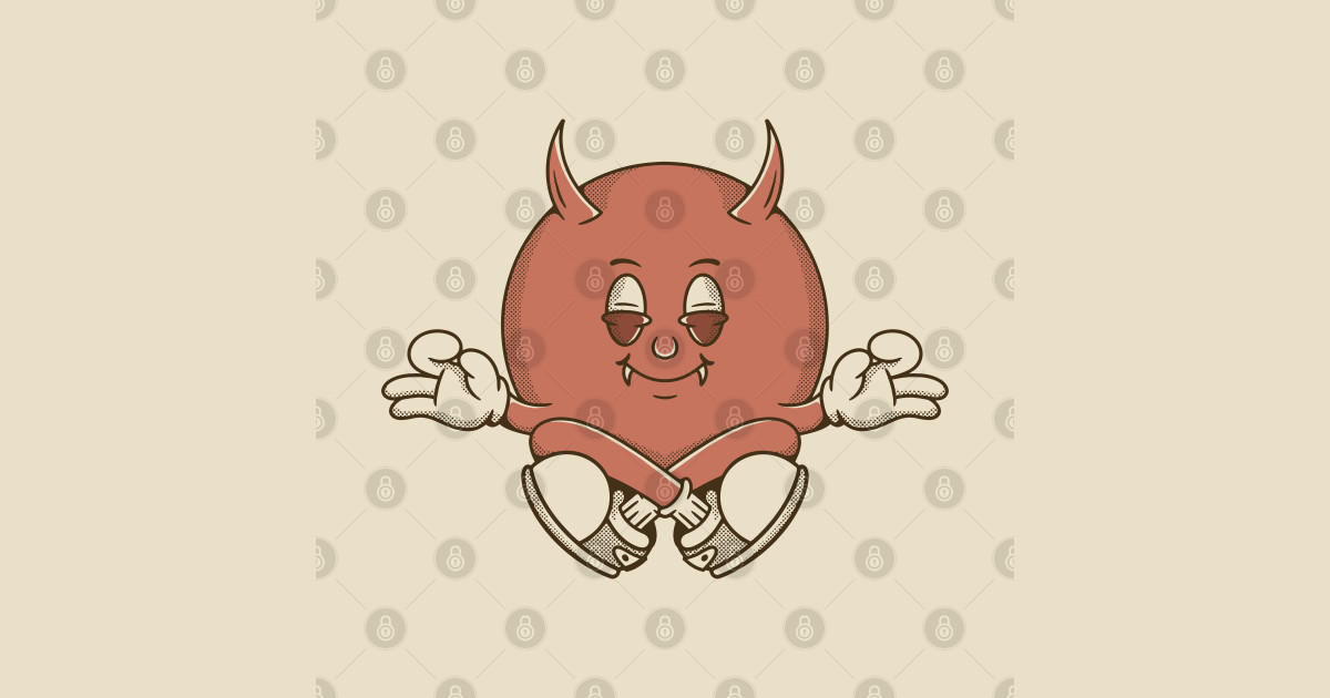 Devil character in meditation pose - Devil - T-Shirt | TeePublic