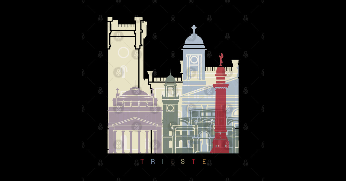 Trieste skyline poster - Skyline - Sticker | TeePublic