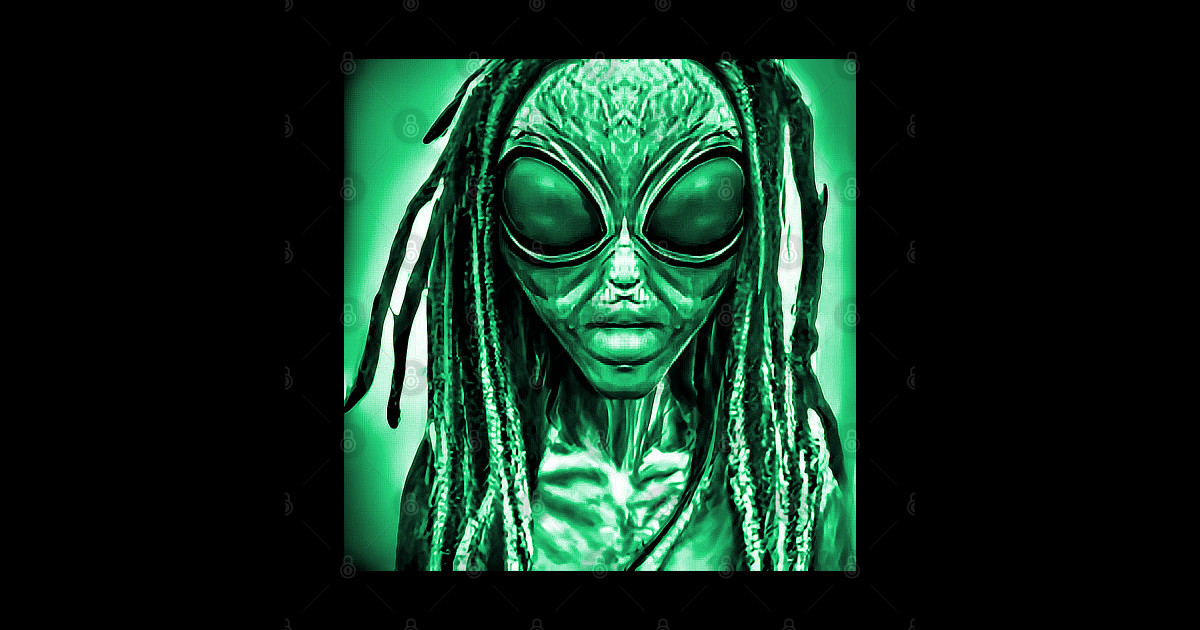 Funny Retro Dreadlock Alien Invader Vintage Sci-fi Space Planet X ...