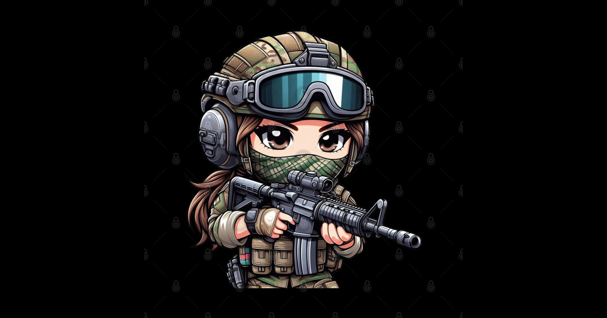 Tactical Chibi Girl - Chibi - Sticker | TeePublic