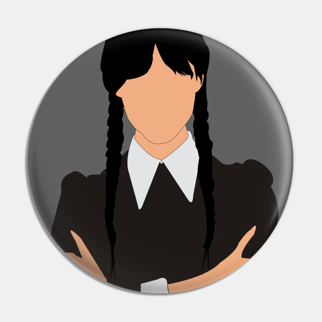 Wednesday Addams in Vector Art Style - Wednesday Addams - Pin | TeePublic