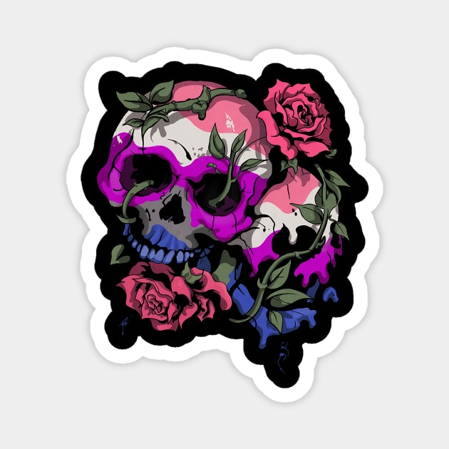 Gender Fluid Pride Flag Skull Roses Subtle LGBTQ - Gender Fluid Pride ...