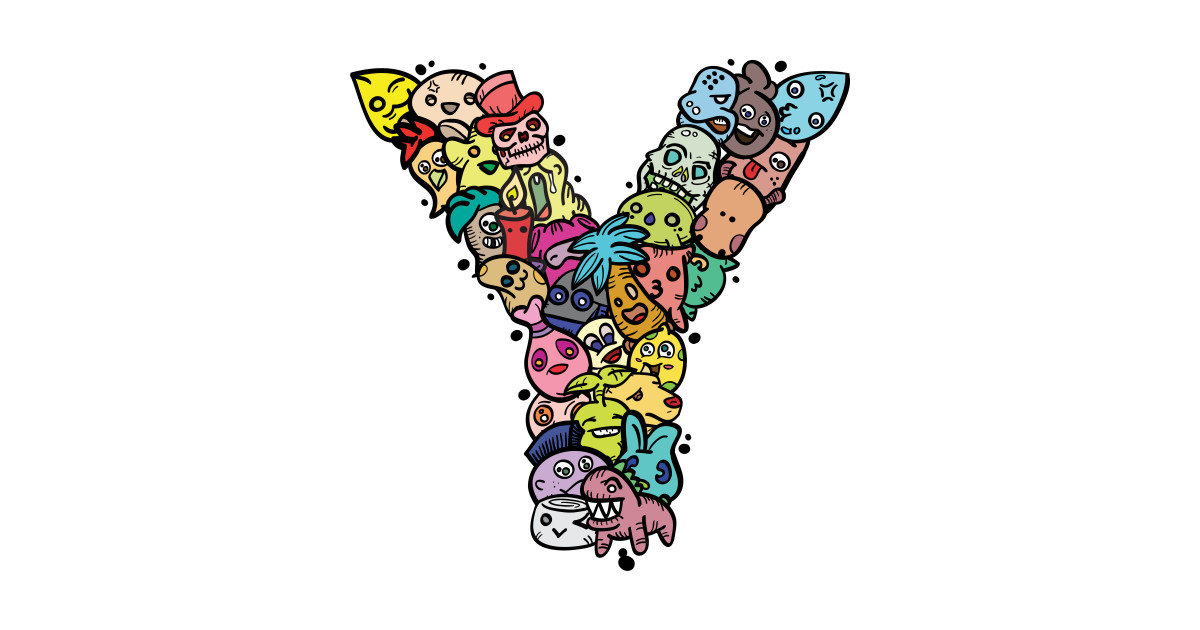 Alphabet Monster Doodle Letter Y Monogram - Monogram Y - Posters and ...