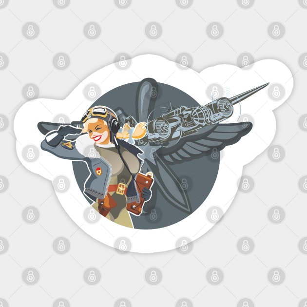 military retro pin-up - Retro Pin Up - Sticker | TeePublic