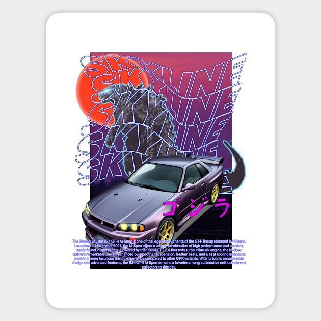 Jdm Nissan skyline GTR the Godzilla - Nissan Skyline Gtr R34 - Sticker ...