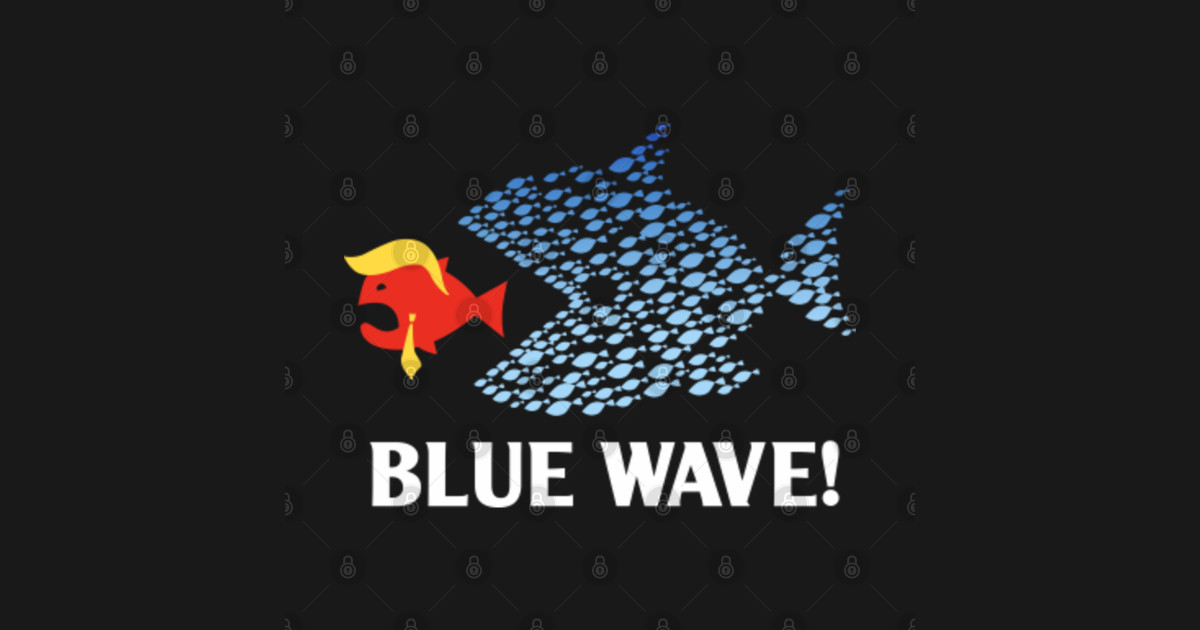 Blue Wave 2024 Funny Big Fish Eat Little Fish Trump Hair - Blue Wave ...