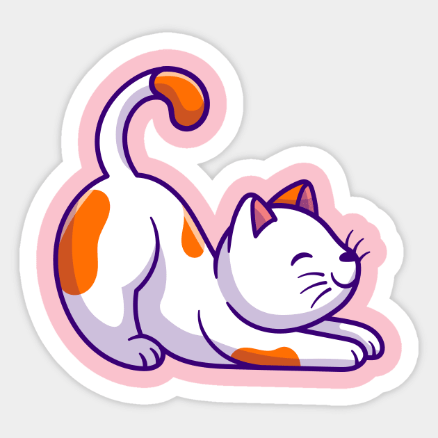 Cute Cat Stretching Cartoon - Cute Cat Stretching Cartoon - Sticker ...