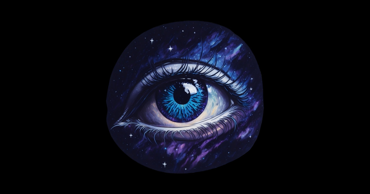 A giant eye floating in space. - Eyes - Sticker | TeePublic