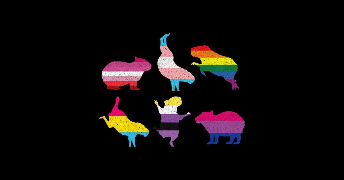 LGBTQ Rainbow Water Pig Transgender Pride Month - Capybara - Sticker ...