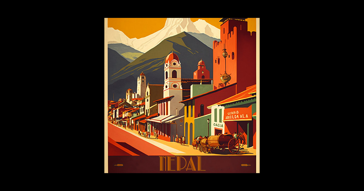 Nepal Vintage Travel Art Poster - Nepal - Posters and Art Prints ...