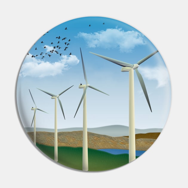 Wind Turbines - Turbine - Pin | TeePublic