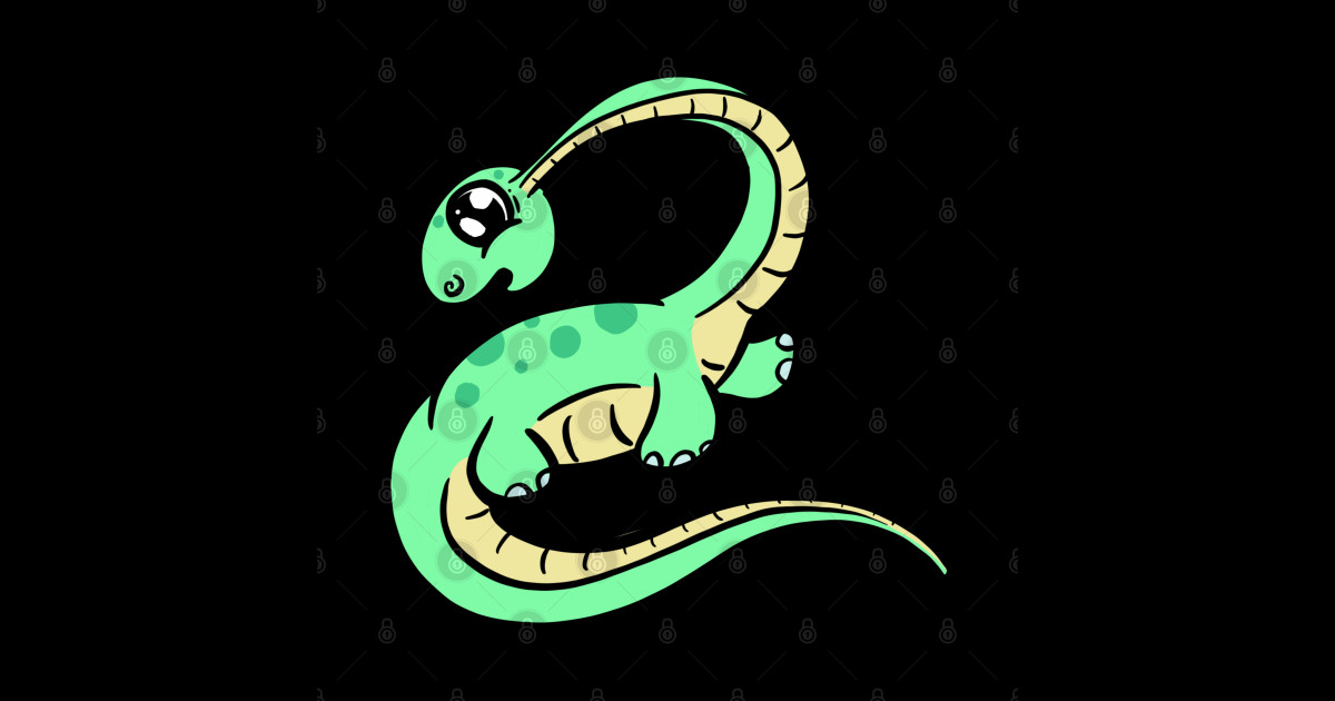 Cute Green diplodocus dinosaur cartoon character - Dinosaur - Sticker ...