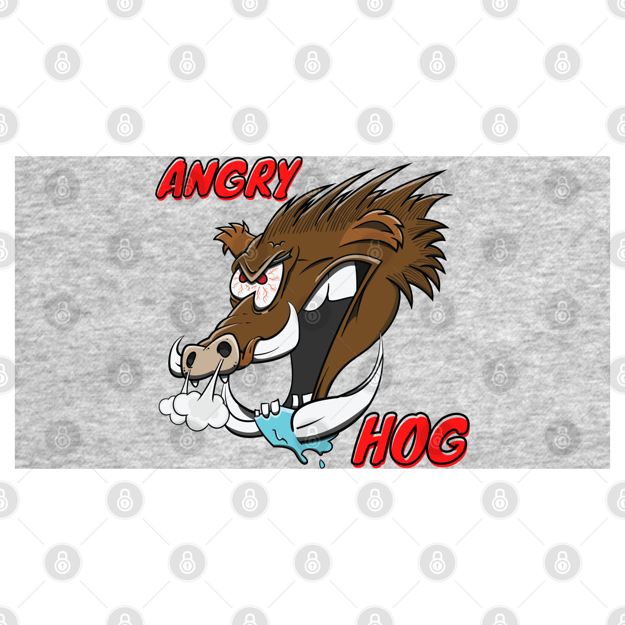 "Angry Hog" Wild Hog Cartoon Boar Funny Animal Pig Head - Hog - T-Shirt ...