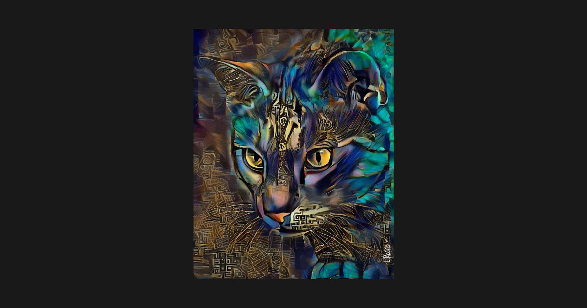Phyl, cat, cat, kitty, lea roche paintings - Phyl - T-Shirt | TeePublic