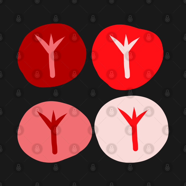 Algiz in Red (Runes and Colors) - Runes - T-Shirt | TeePublic