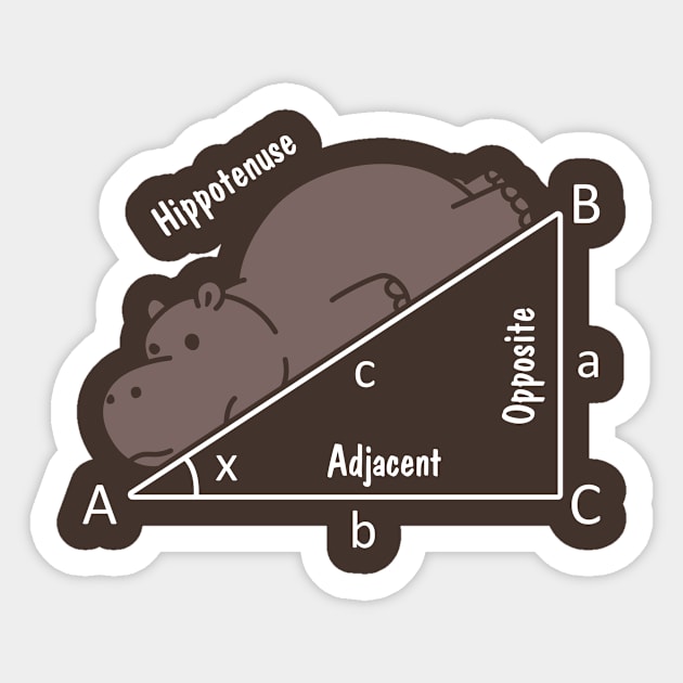 Funny Math Humor Hippotenuse - Hippo - Sticker | TeePublic