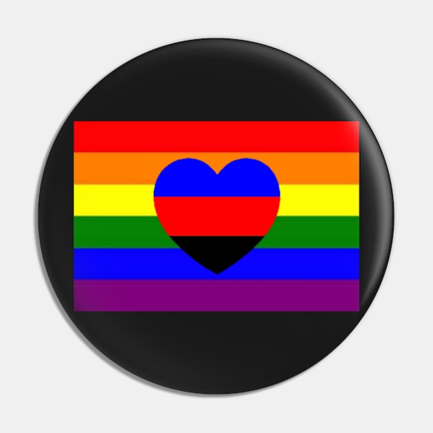 Gay Pride Flag with Polyam Heart - Gay Pride - Pin | TeePublic