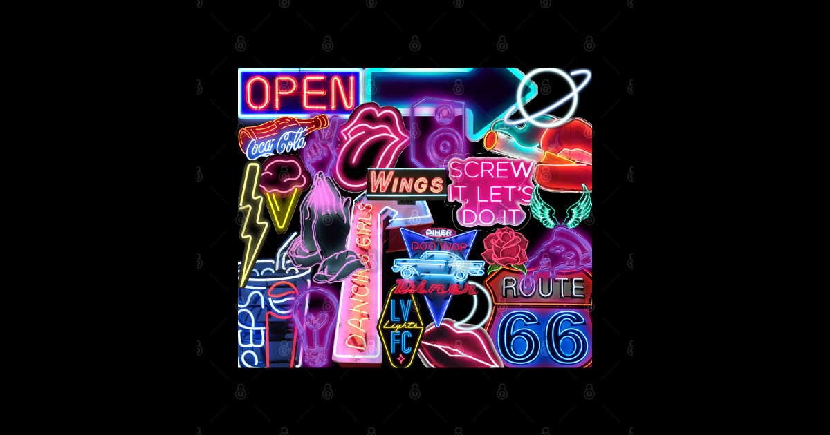 neon sign collage - Neon - Sticker | TeePublic