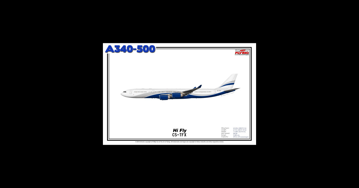 Airbus A340-500 - Hi Fly (Art Print) - A345 - Sticker | TeePublic