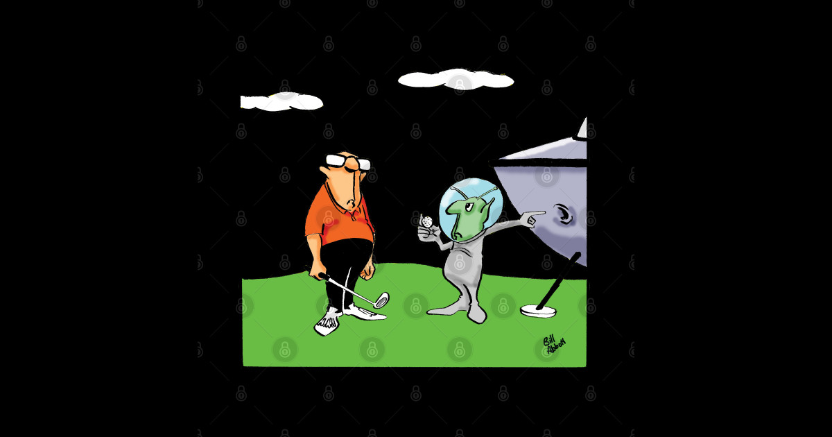 Funny Spectickles Alien Golf Cartoon Humor - Funny Golf - Sticker ...