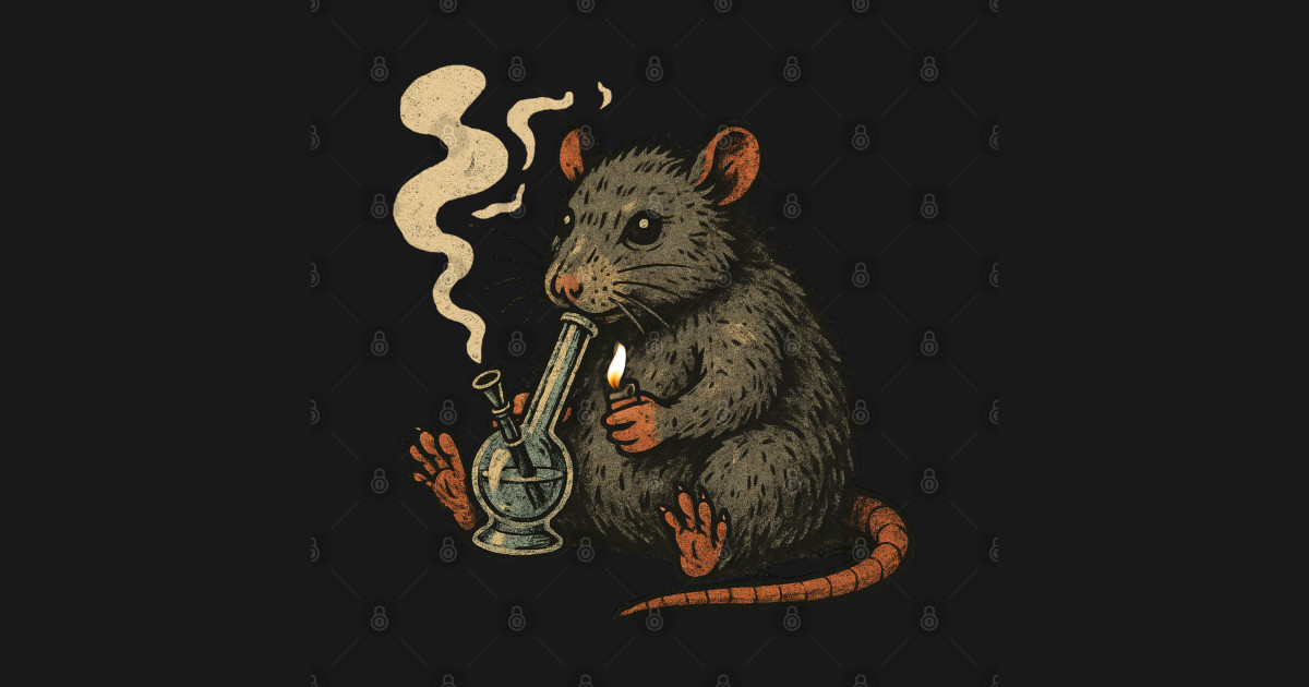 Fat Rat Smoking a Bong - Rat - T-Shirt | TeePublic