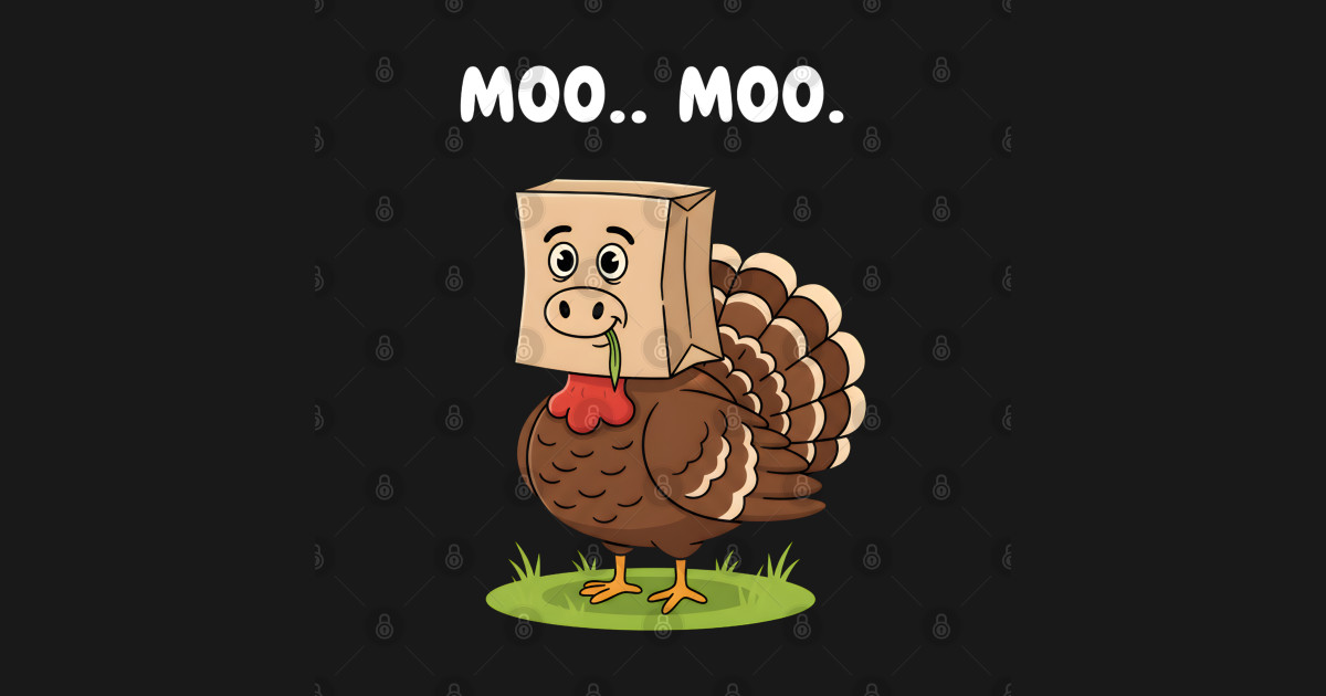 Turkey Moo Funny Thanksgiving Humor – Cute Turkey Wearing Cow Mask ...